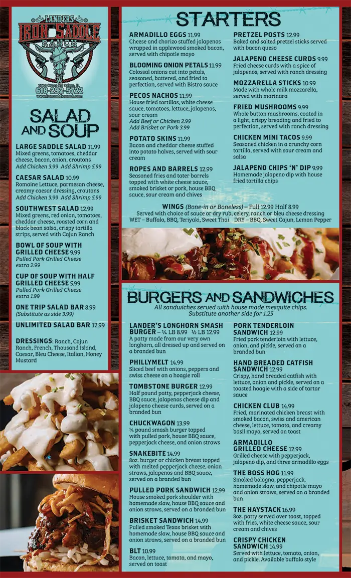 Food Menu – Iron Saddle Ranch